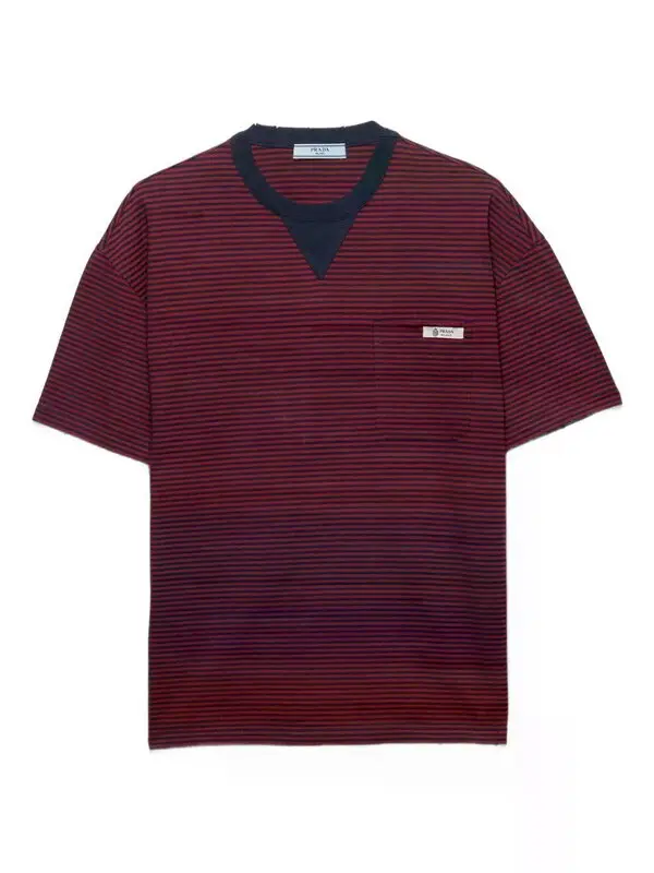 Prada Striped-pattern Pocket T-shirt - Red