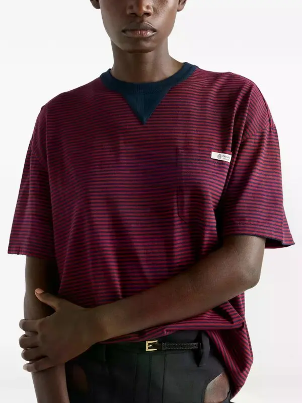 Prada Striped-pattern Pocket T-shirt - Red
