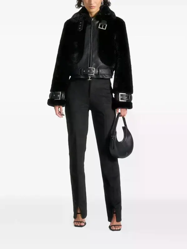 Manière De Voir Faux Suede Straight-leg Trousers With Split Hem