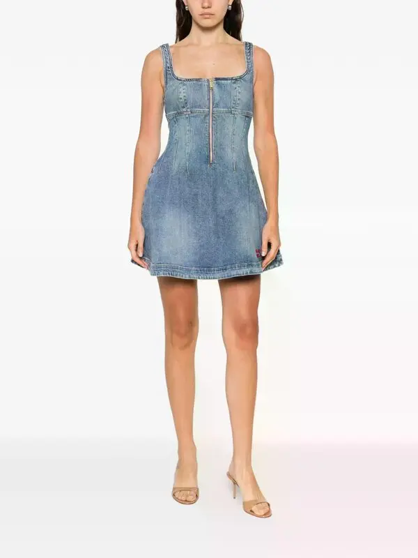 SELF-PORTRAIT Denim Zip Mini Dress