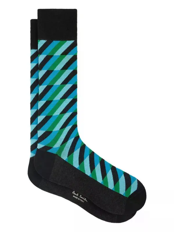 Paul Smith Diagonal-striped Cotton Socks