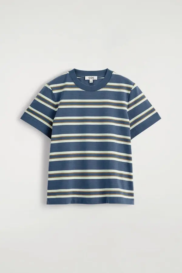 Cos Clean Cut T-shirt - Blue/white