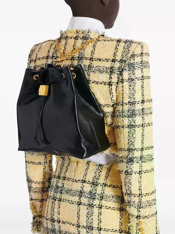 Balmain Logo Plaque Backpack - Black