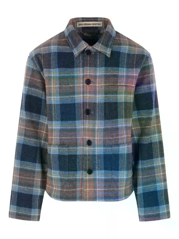 META CAMPANIA COLLECTIVE Check Wool Jacket - Blue