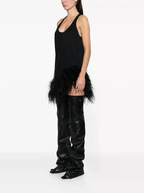 Attico Feather-trimmed Mini Dress