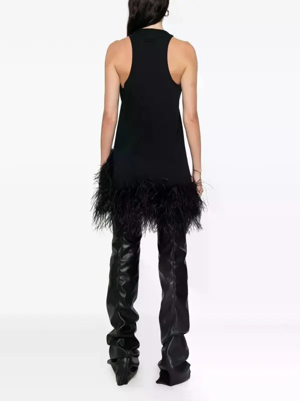 Attico Feather-trimmed Mini Dress
