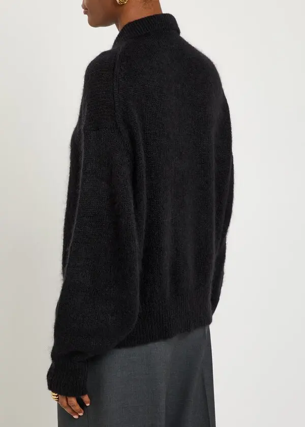 Studio Nicholson Brushed Knit Polo Jumper - Black