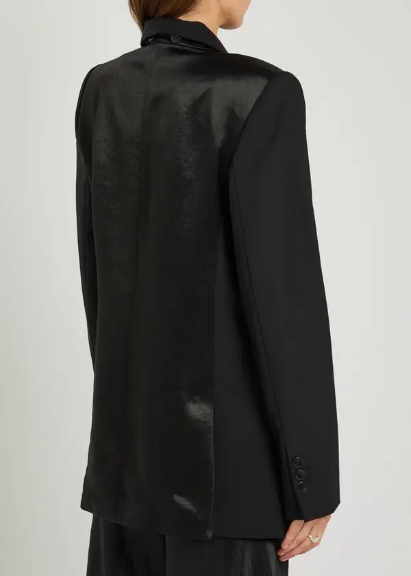 Maria Mcmanus Draped Double-breasted Wool Blazer - Black