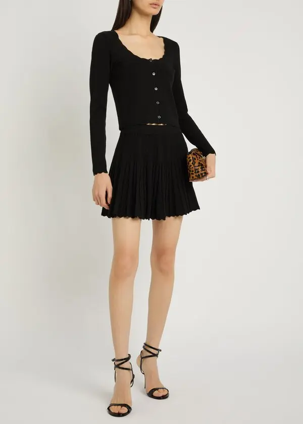 LoveShackFancy Willany Pointelle Knit Mini Skirt