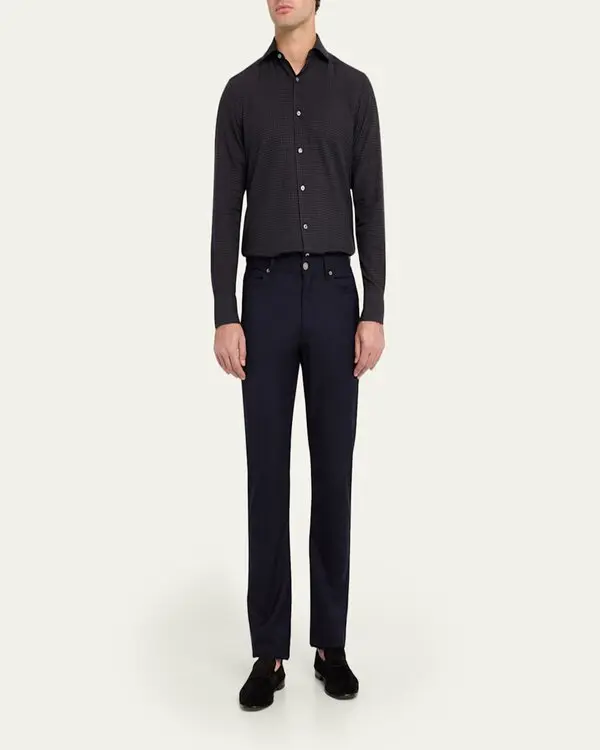 Zegna Cotton And Cashmere Check Button-down Shirt
