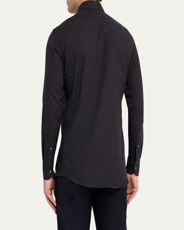 Zegna Cotton And Cashmere Check Button-down Shirt