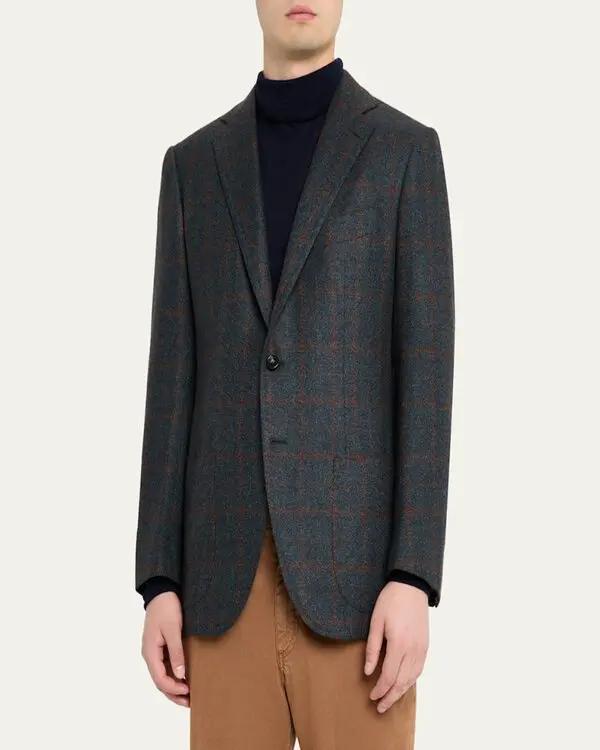 Cesare Attolini Plaid Cashmere Two-button Jacket