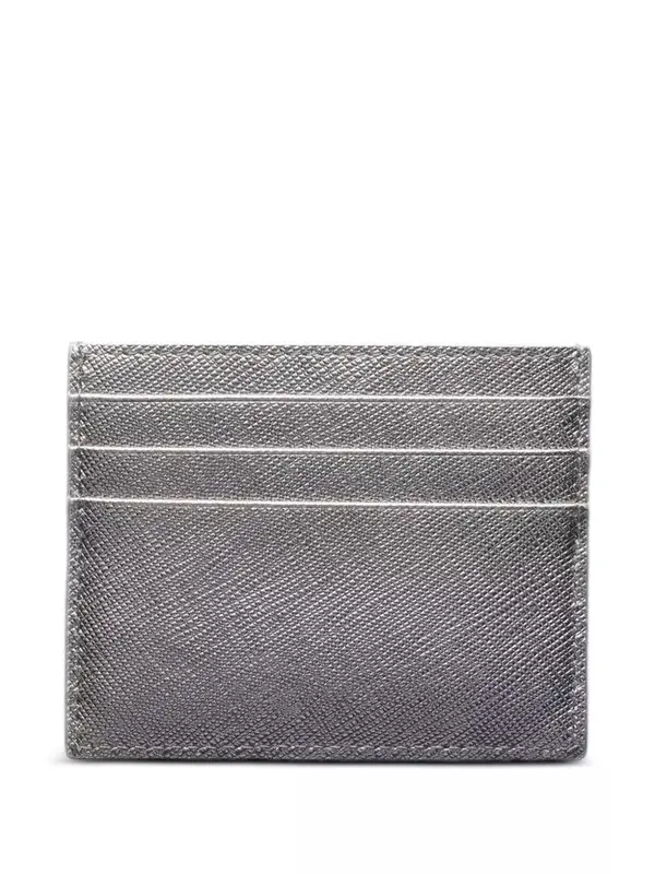 Prada Triangle-logo Leather Card Holder - Grey