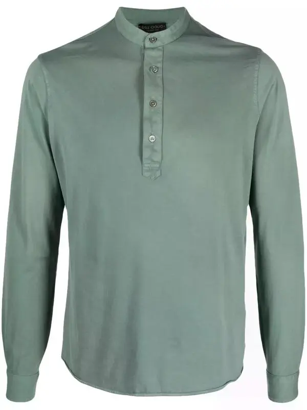 DELL'OGLIO Band-collar Cotton Polo Shirt