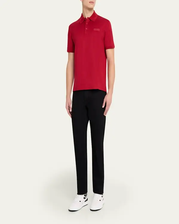 Givenchy Grosgrain Label Pique Polo Shirt - Dark Red