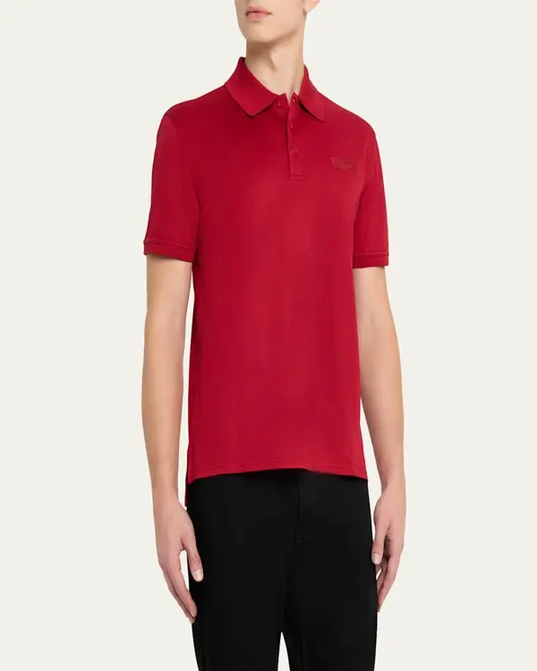 Givenchy Grosgrain Label Pique Polo Shirt - Dark Red