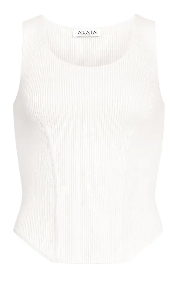 Alaïa Knit Corset Top - White