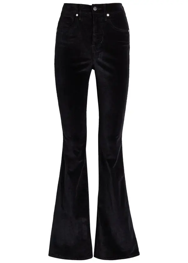 Veronica Beard Beverly Skinny Flared-leg Velvet Jeans - Black