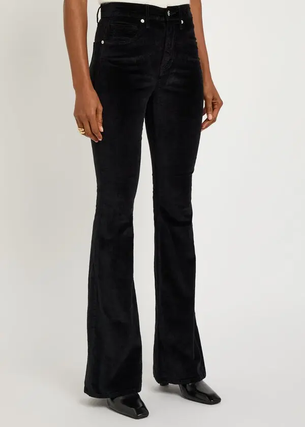 Veronica Beard Beverly Skinny Flared-leg Velvet Jeans - Black