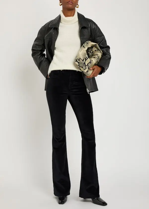 Veronica Beard Beverly Skinny Flared-leg Velvet Jeans - Black