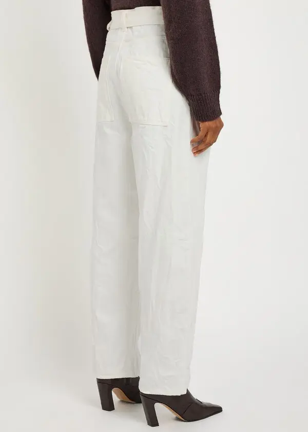Studio Nicholson Cahun Belted Tapered-leg Jeans - White