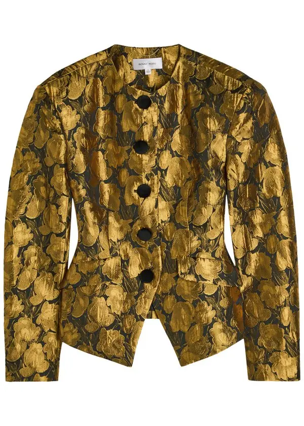 Ronny Kobo Metallic Floral-jacquard Woven Blazer