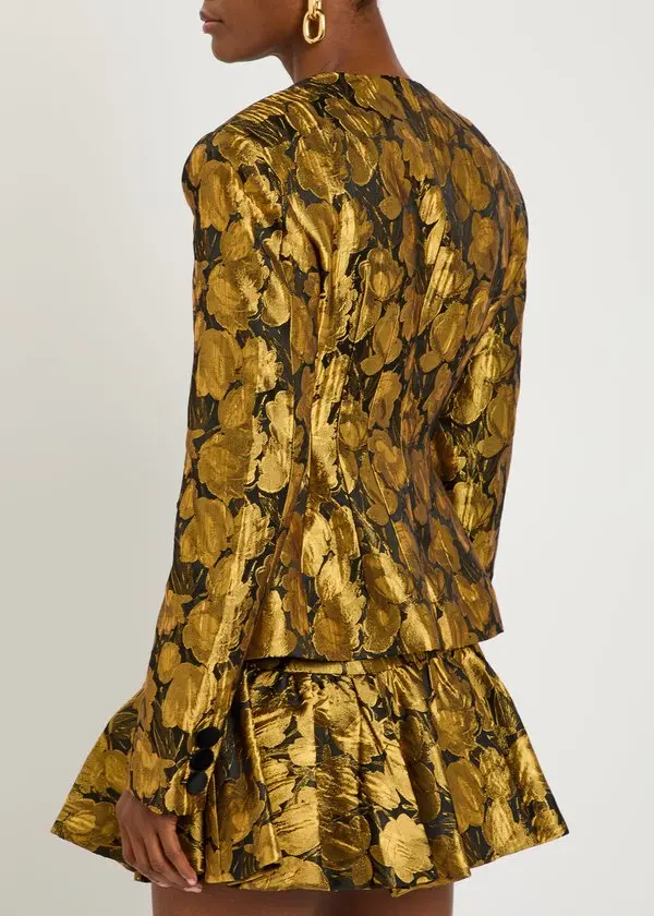 Ronny Kobo Metallic Floral-jacquard Woven Blazer