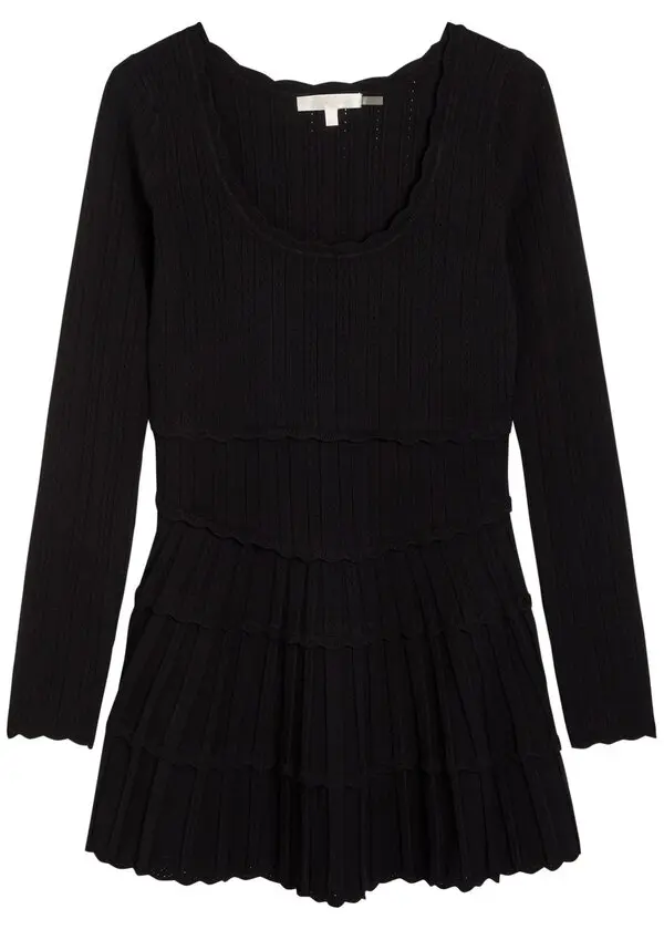 LoveShackFancy Pointelle Knit Mini Dress - Black