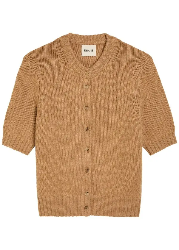 Khaite Stretch-cashmere Cardigan - Light Brown