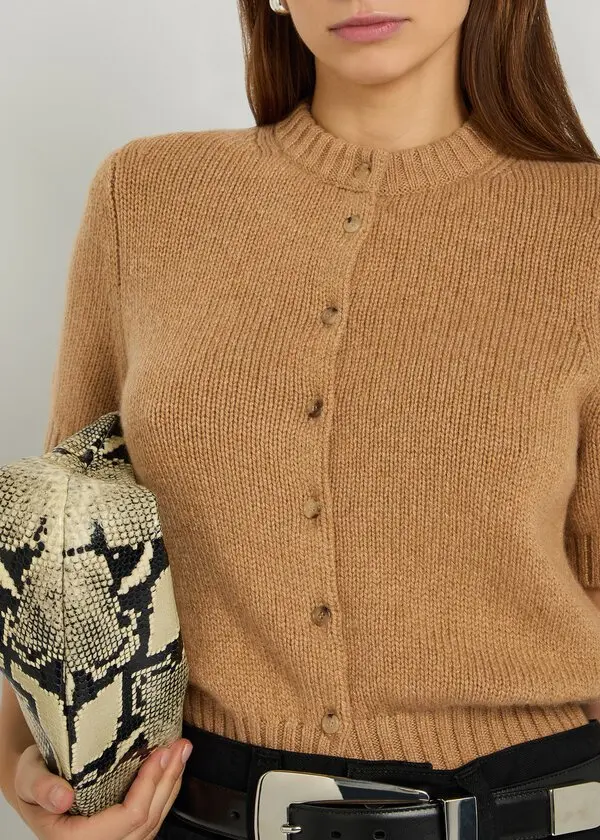 Khaite Stretch-cashmere Cardigan - Light Brown