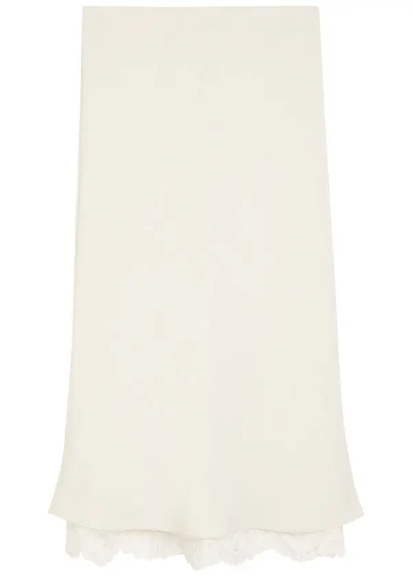 Maria Mcmanus Lace-hem Satin-twill Midi Skirt