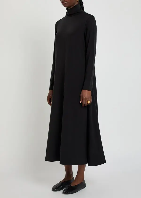 Eileen Fisher Stretch Jersey Knit Turtleneck Dress Black / XS