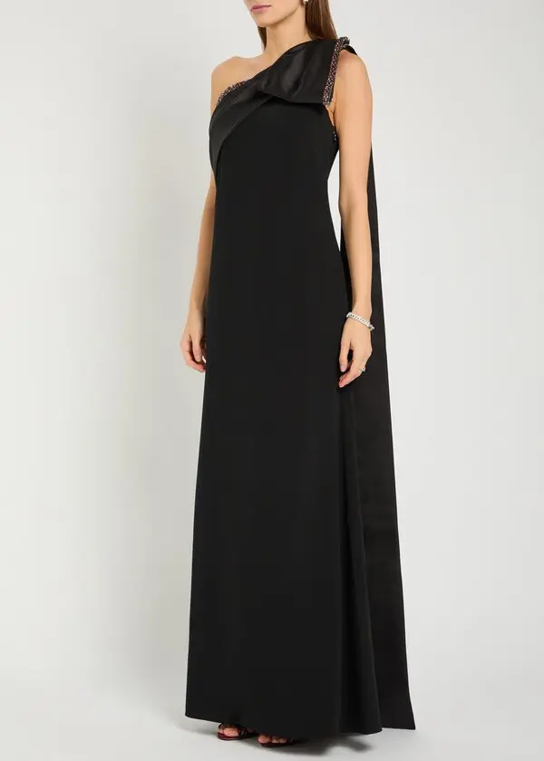 Roland Mouret Bow Crystal-Embellished Gown In Black | Editorialist