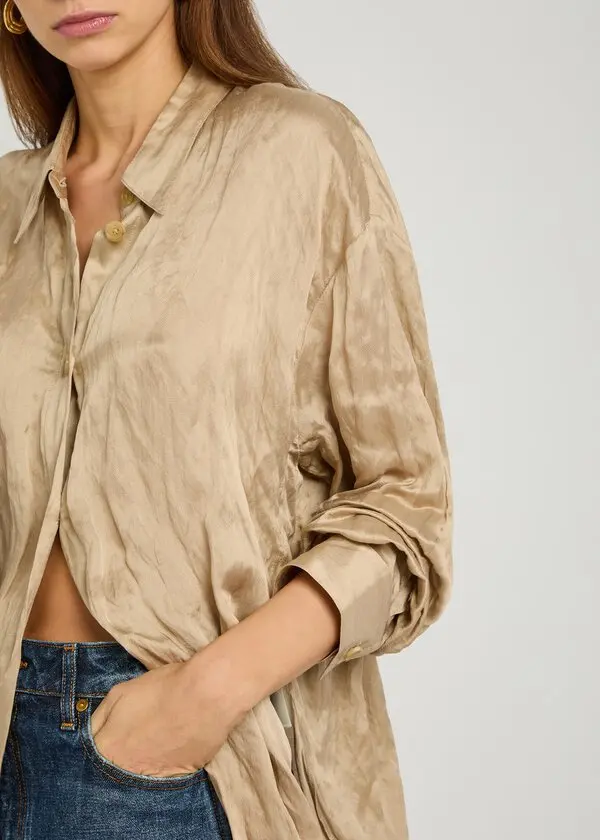 Khaite Goya Creased Woven Shirt - Light Brown