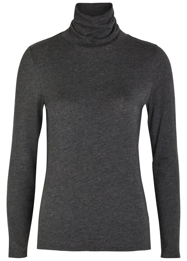 Eileen Fisher Turtle-neck Jersey Top - Charcoal