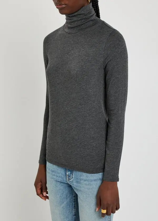 Eileen Fisher Turtle-neck Jersey Top - Charcoal