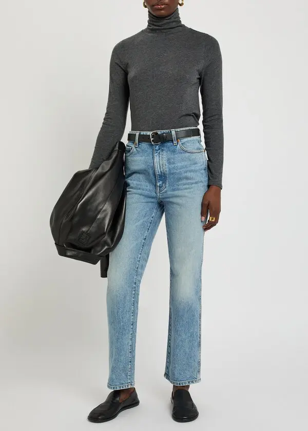 Eileen Fisher Turtle-neck Jersey Top - Charcoal