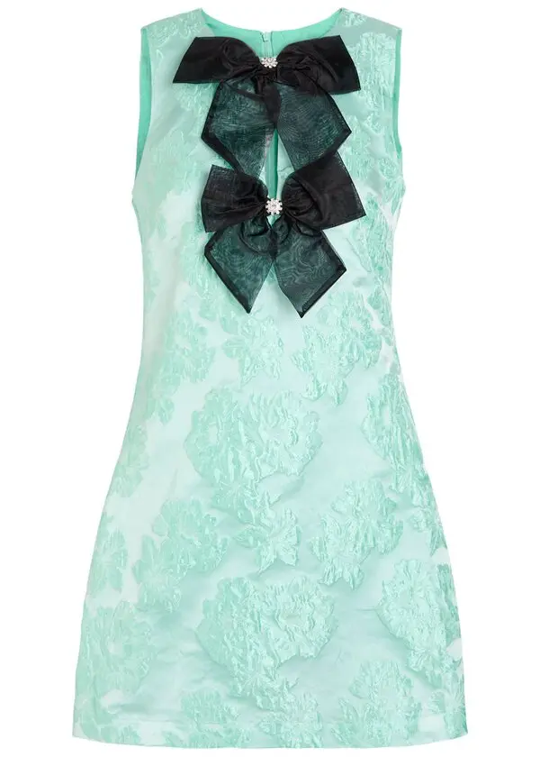SISTER JANE Bow-appliquéd Cloqué Mini Dress