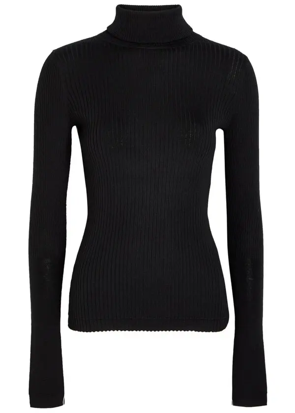 Maria Mcmanus Ribbed Merino Wool Turtleneck Top