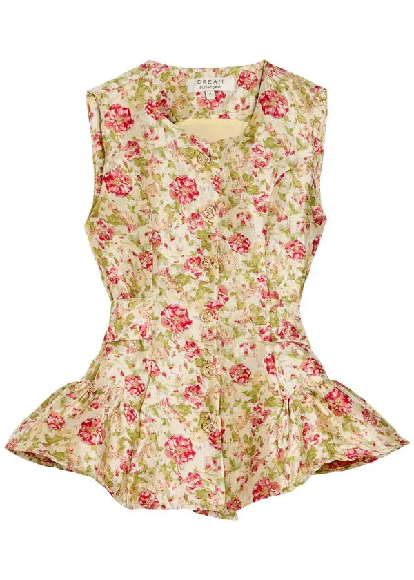 SISTER JANE Floral-jacquard Woven Top