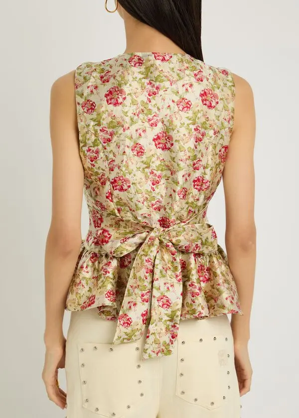 SISTER JANE Floral-jacquard Woven Top