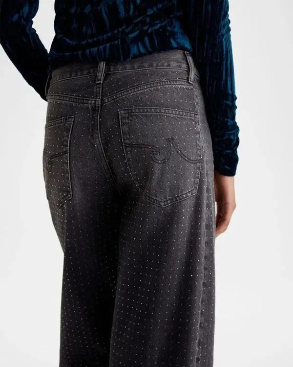 Ag Hattie Embellished High-rise Barrel Jeans - Star Light
