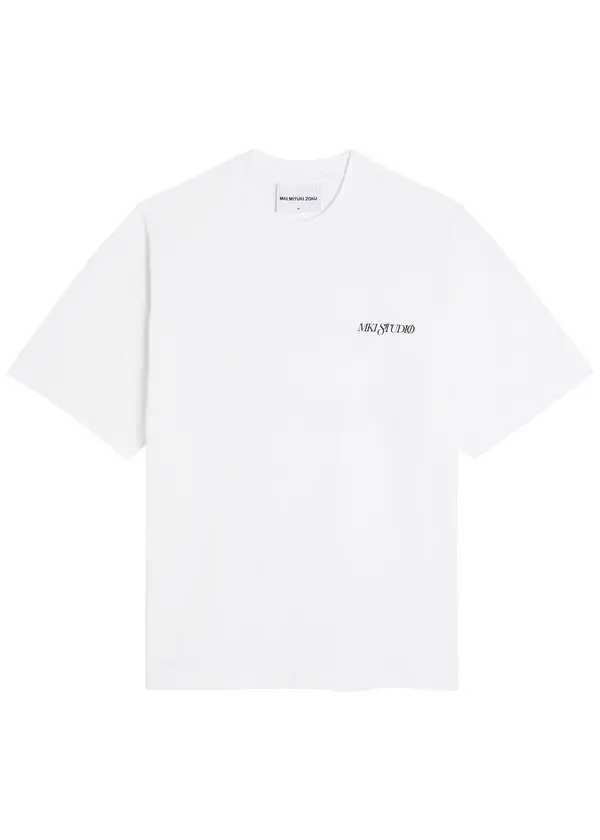 MKI MIYUKI ZOKU Script Logo-print Cotton T-shirt - White