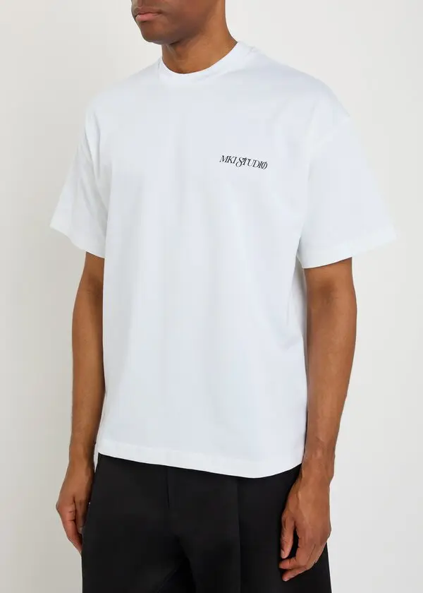 MKI MIYUKI ZOKU Script Logo-print Cotton T-shirt - White