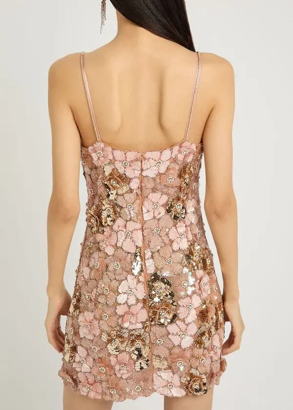 Loveshackfancy Floral Sequin-Embellished Tulle Mini Dress - Rose |  Editorialist