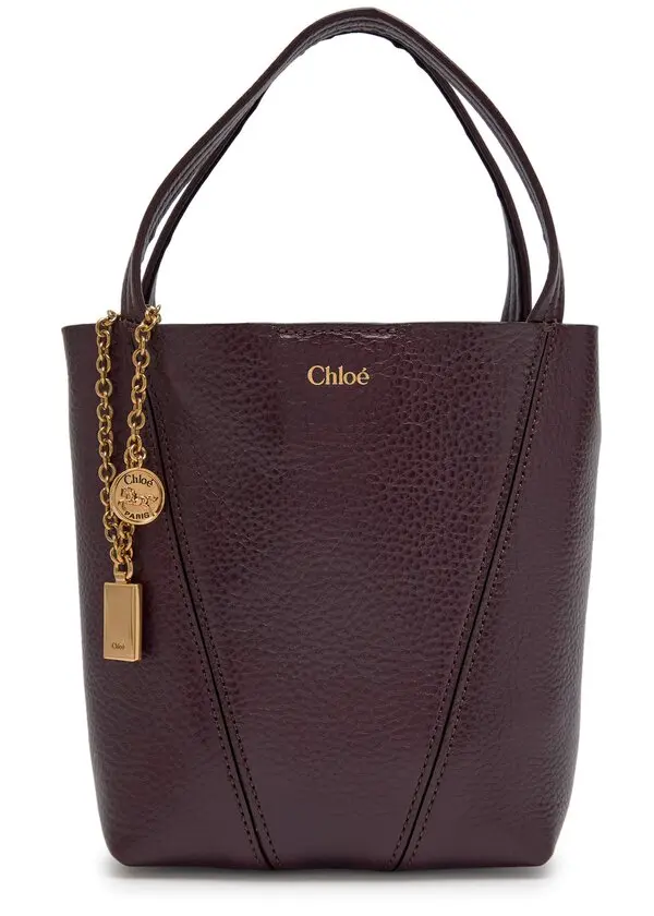 Chloé Small Grained Leather Tote Bag - Plum