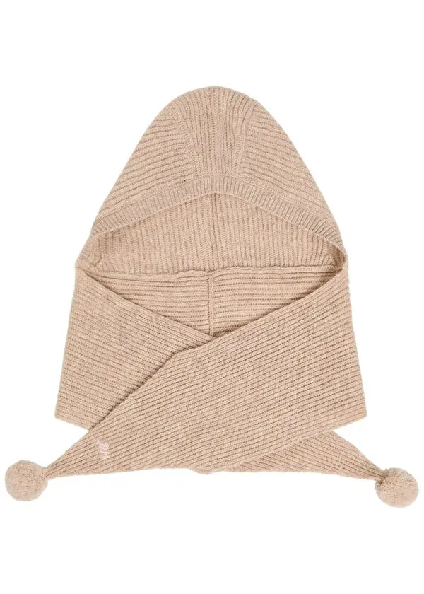 DAMSON MADDER Pom-pom Knit Hood - Beige