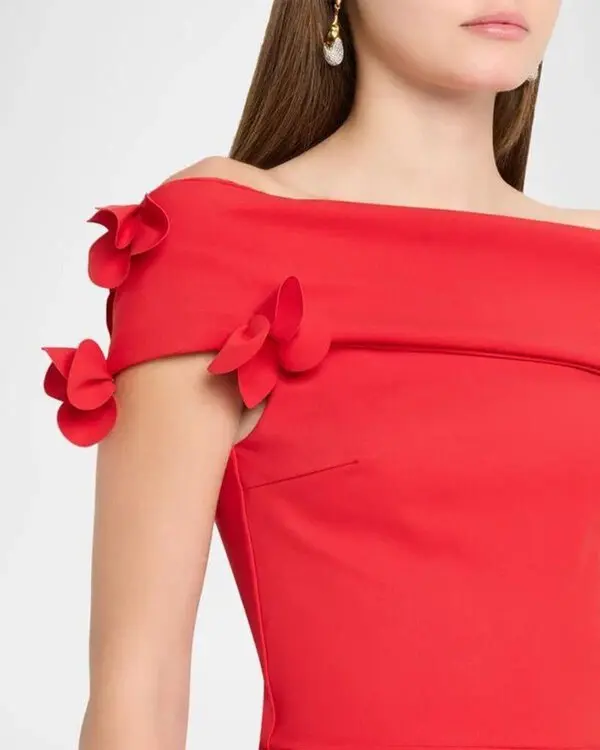 Chiara Boni La Petite Robe Clotis Floral Off-shoulder Maxi Dress - Red Passio