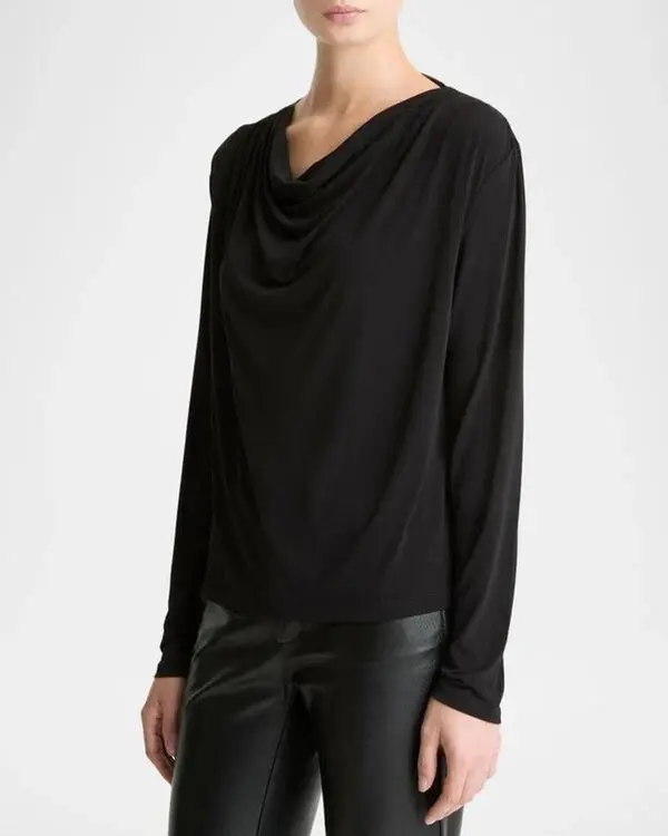 Vince Matte Jersey Cowl-neck Blouse