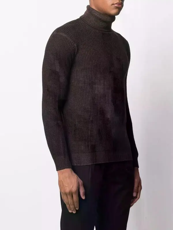 DELL'OGLIO Merino Roll Neck Jumper - Brown